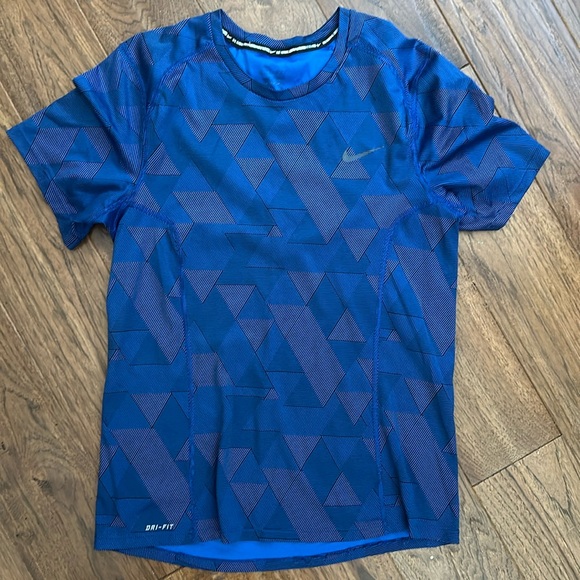Nike | Shirts | Nike Running Drifit Tee Blue Pattern | Poshmark